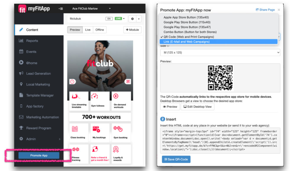 Encourage customers to download and use your App - myFitApp